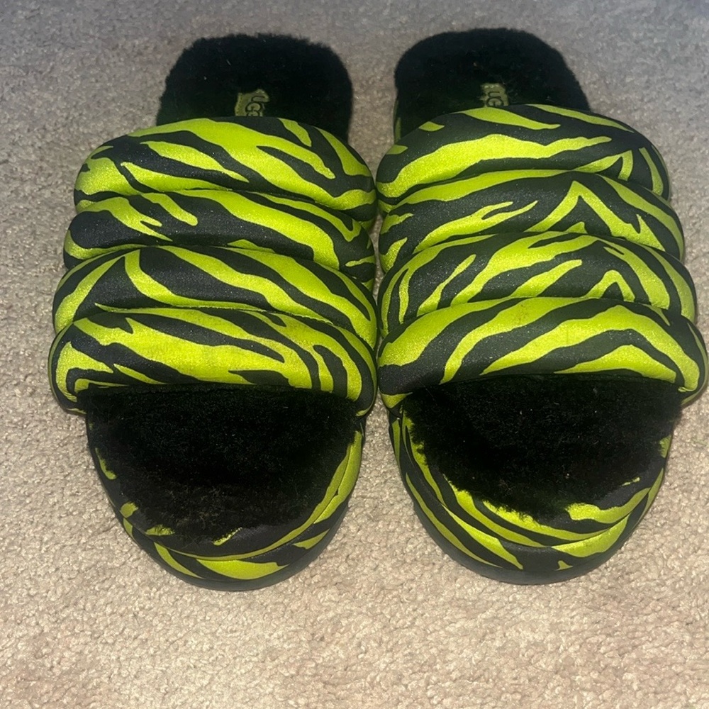 Ugg Puft Slides - Neon Zebra Print - Gem